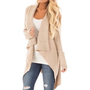 fairlygirly | Sweaters | Open Drape Front Waterfall Lapel Knit Cardigan ...